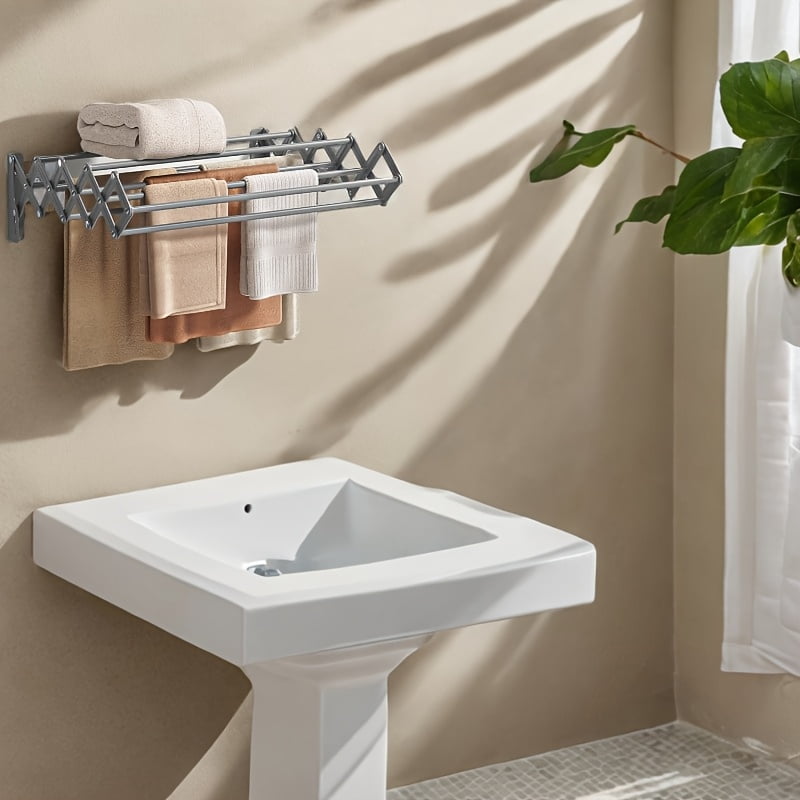 Wall-Mounted Clothes Drying Rack, Expandable and Retractable Accordion ...