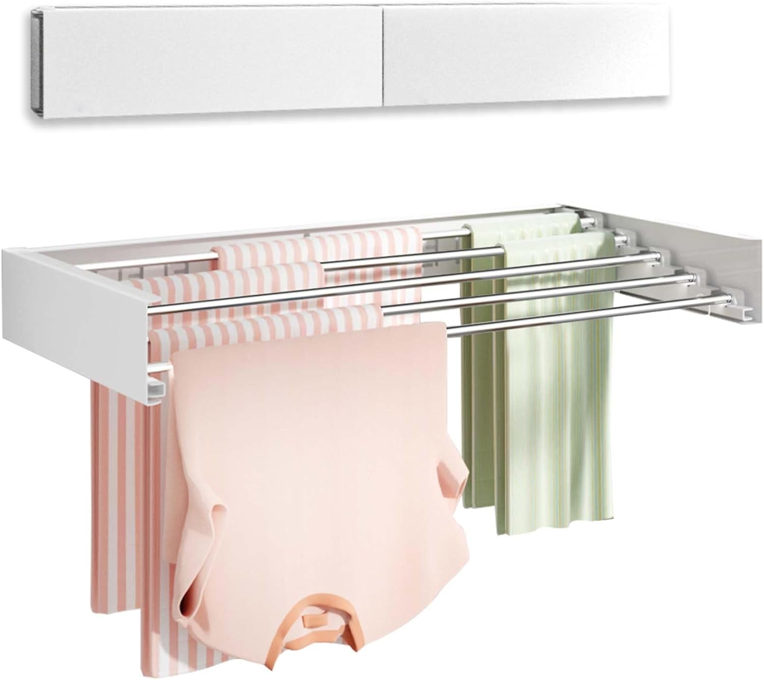 Wall Mounted Clothes Drying Rack, Foldable Wall Mount Laundry Drying ...