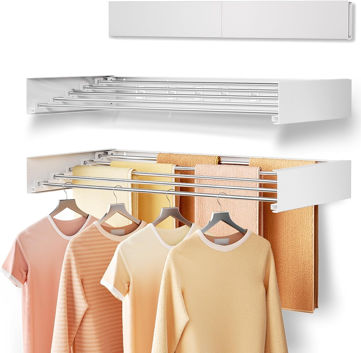 Wall Mounted Clothes Drying Rack Folding Indoor, Foldable Laundry ...