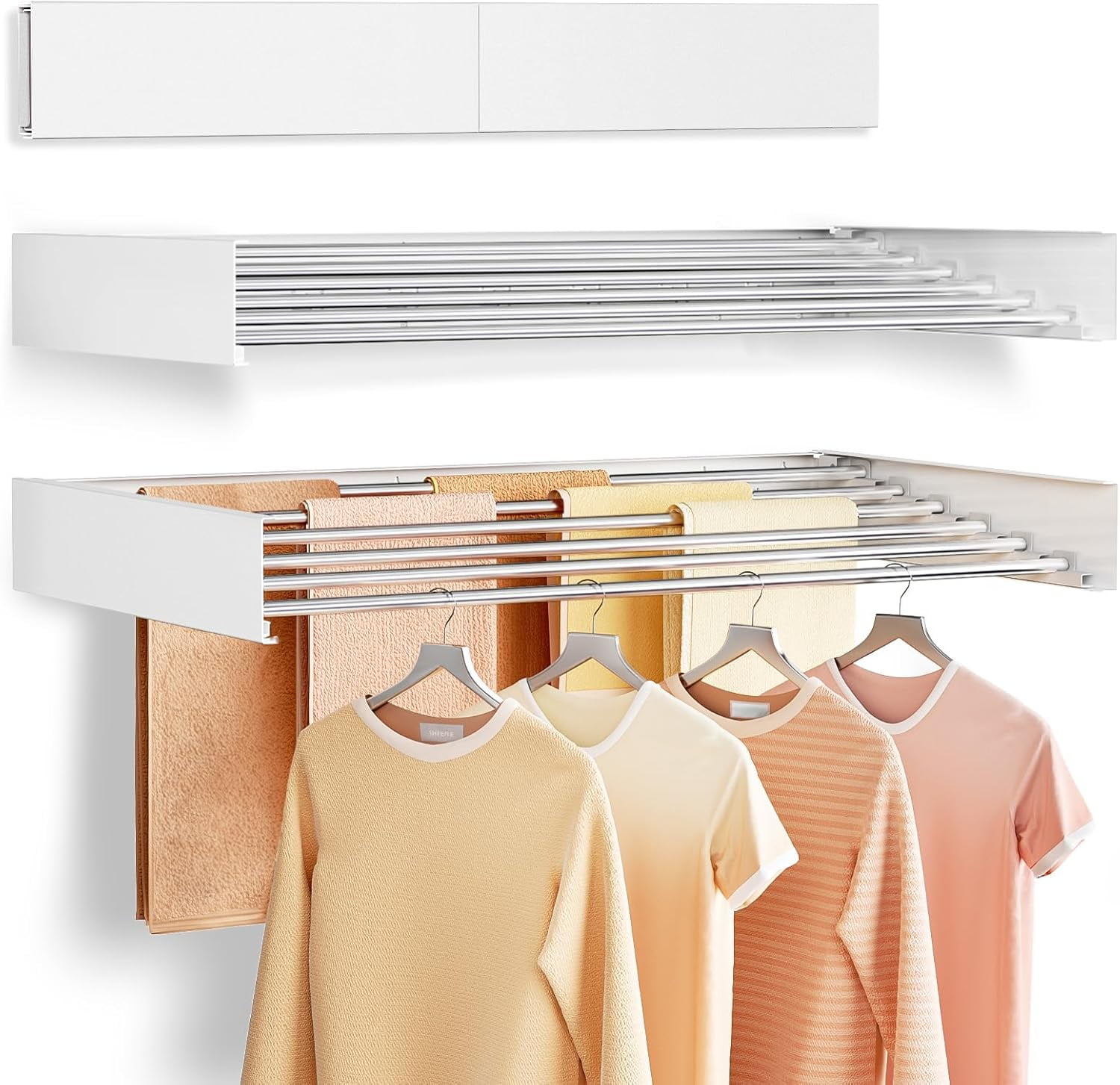 Wall Mounted Clothes Drying Rack Folding Indoor, Foldable Laundry ...