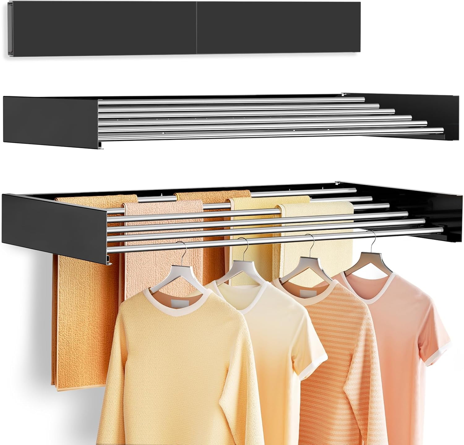 Wall Mounted Clothes Drying Rack Folding Indoor, Foldable Laundry ...