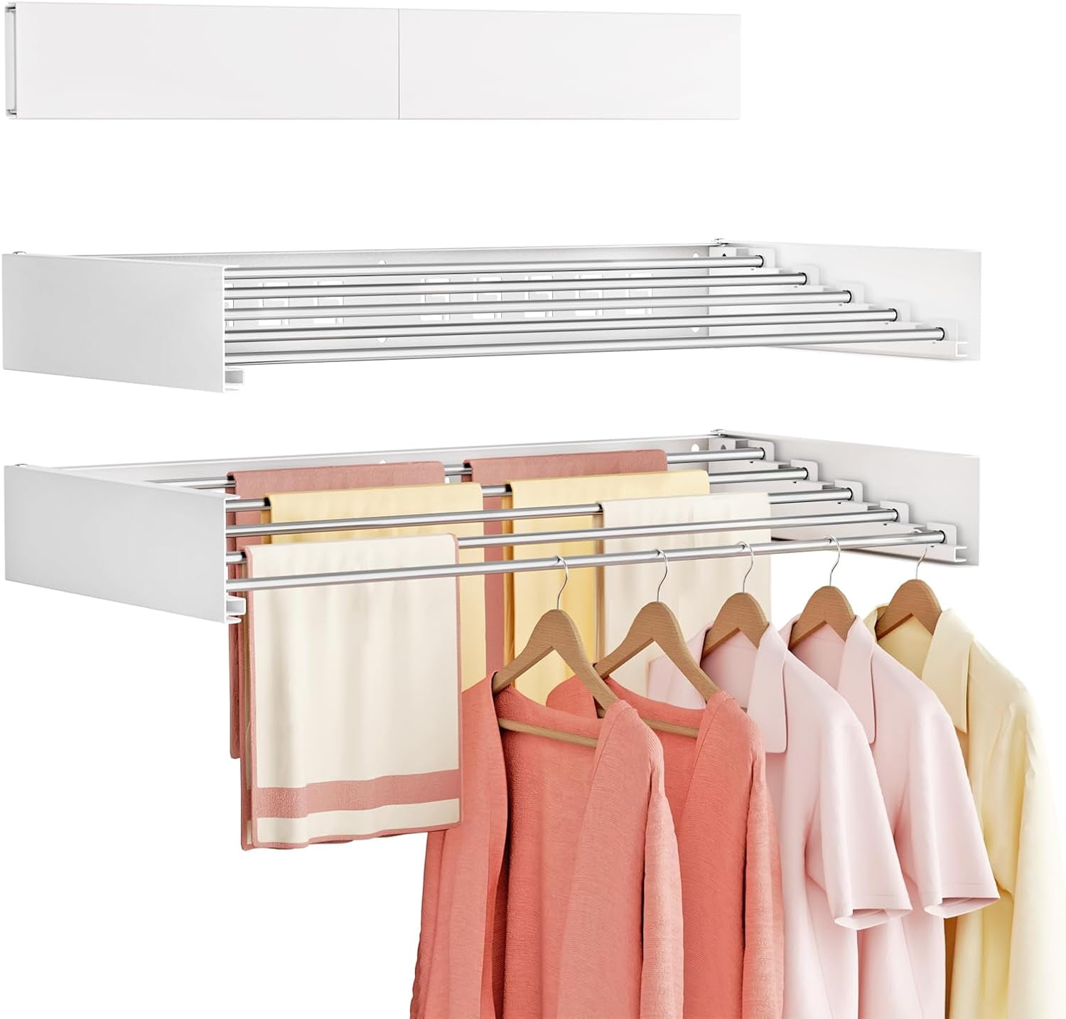 Wall Mounted Clothes Drying Rack Folding Indoor, Foldable Laundry ...