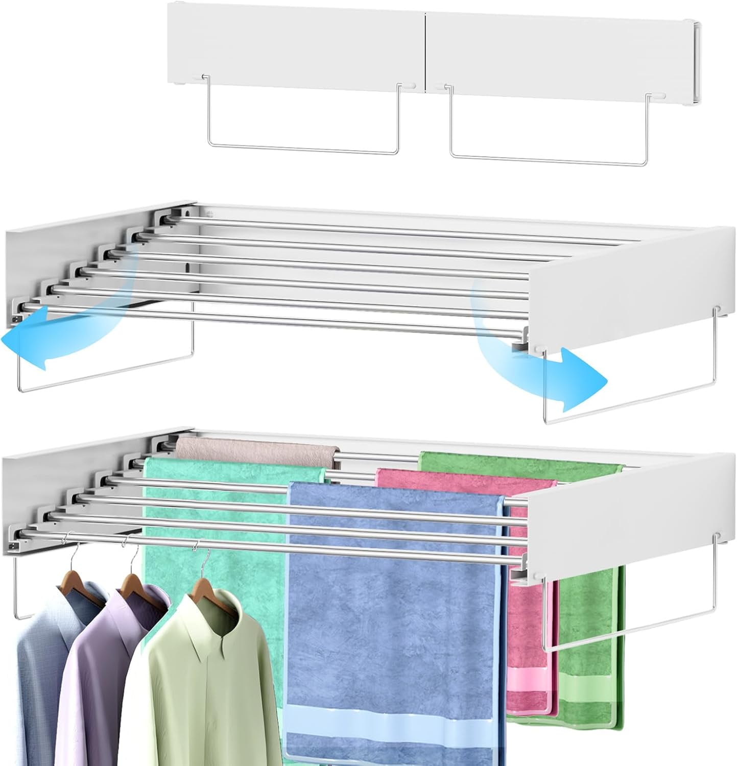 Wall Mounted Clothes Drying Rack, Laundry Drying Rack Clothing Wall ...