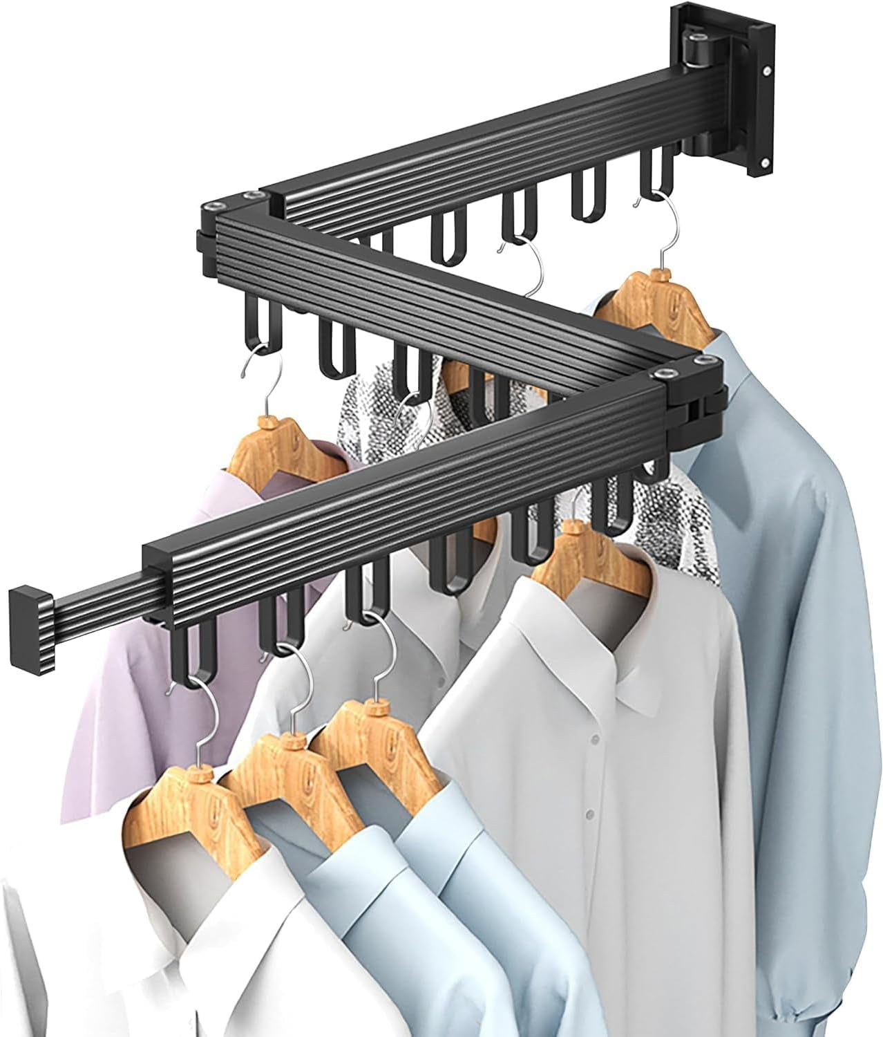 Wall Mounted Clothes Drying Rack For Laundry Room Organization, Folding ...