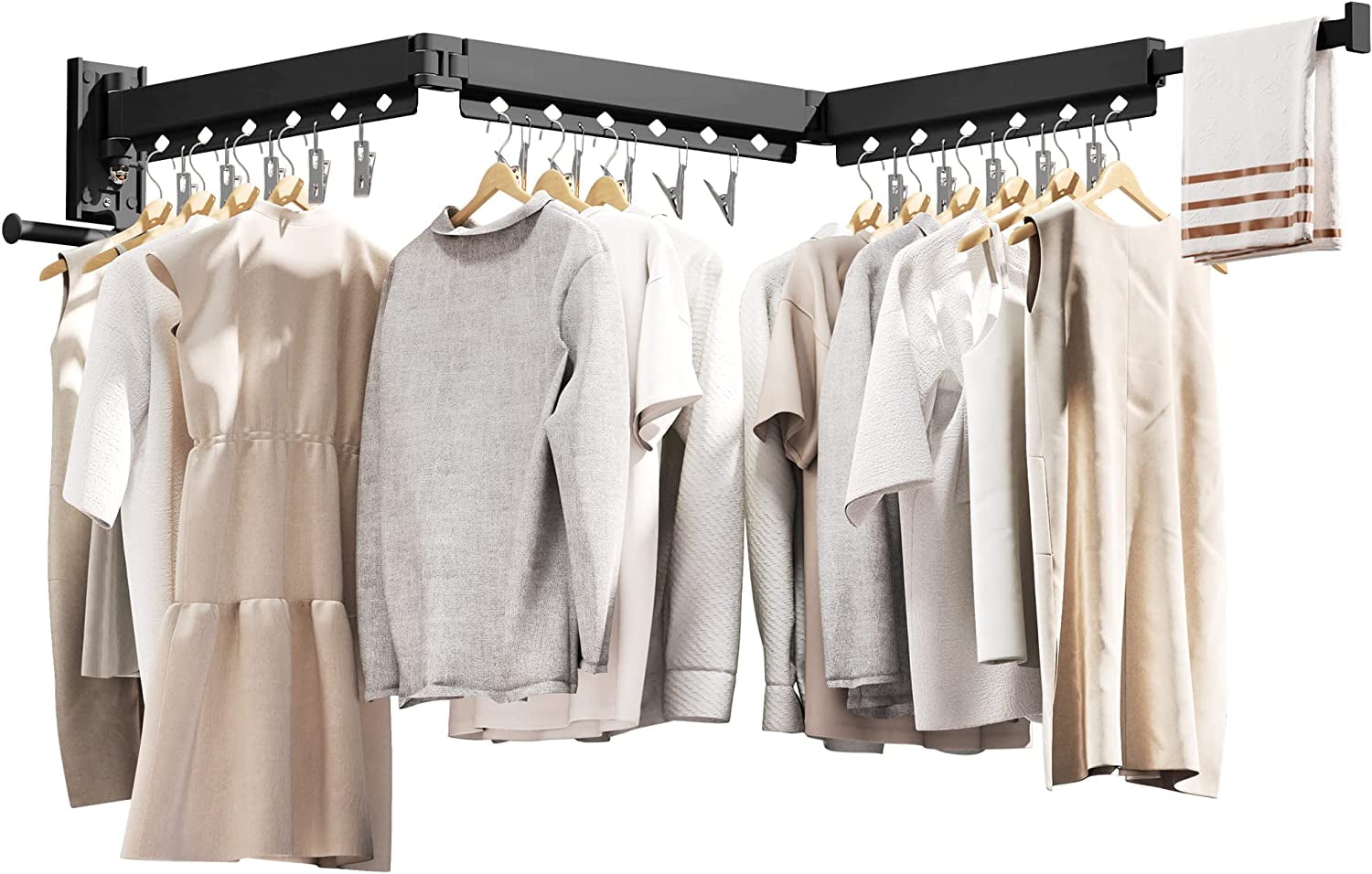 Wall Mounted Clothes Drying Rack - Retractable, Collapsible, Folding ...