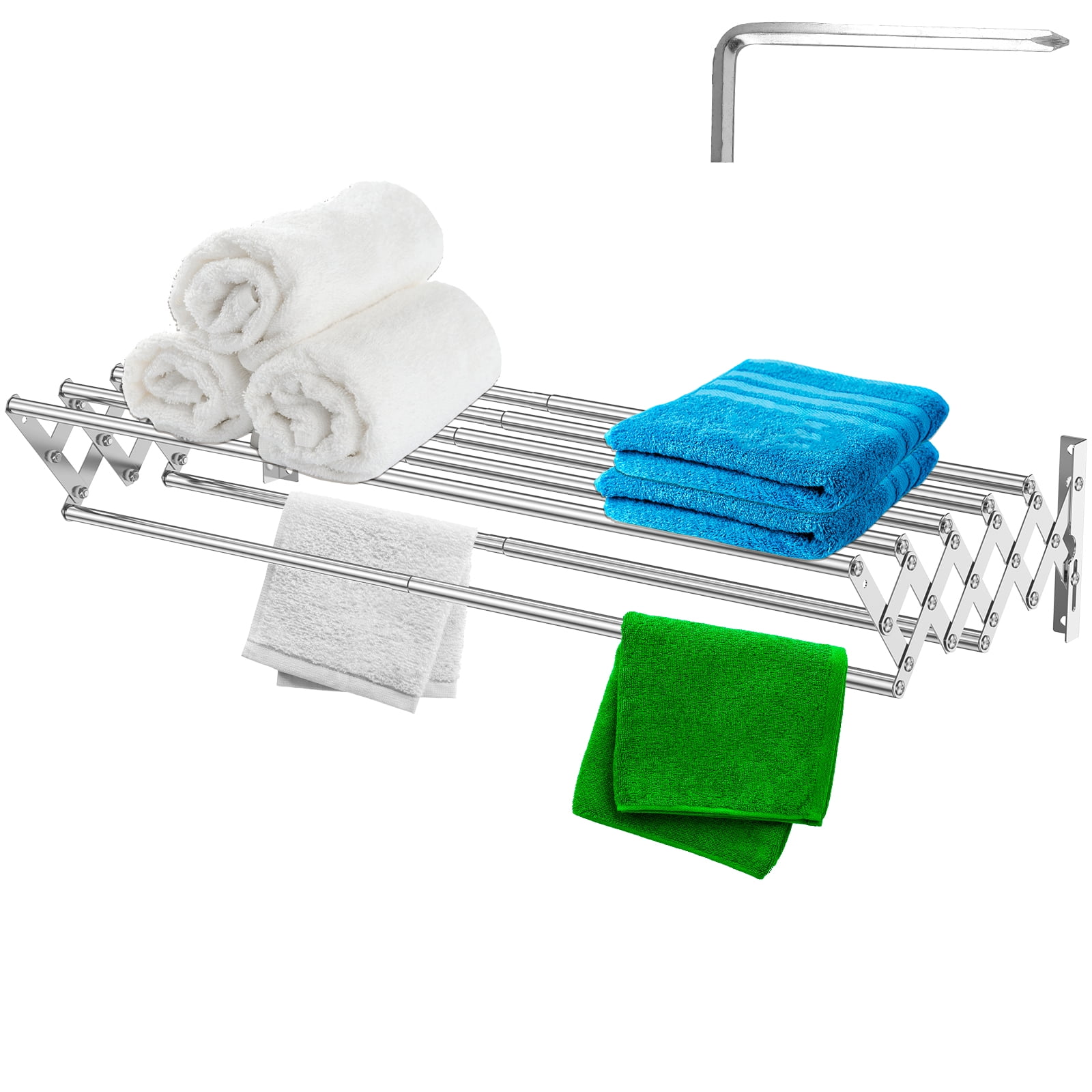 Wall Mounted Clothes Drying Rack Rustproof Accordion Retractable Drying ...