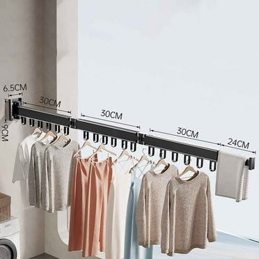 2 Pack Foldable Wall Mounted Drying Rack with 80CM Extension Rod，Heavy ...