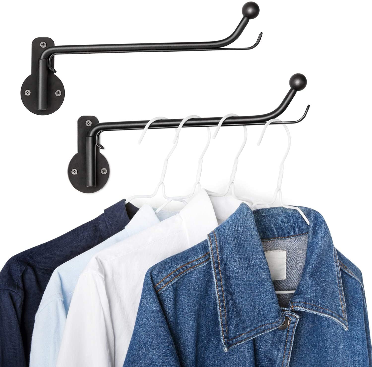 Wall Mounted Clothes Hanger Rack with Swing Arm Holder Valet Hook Metal ...