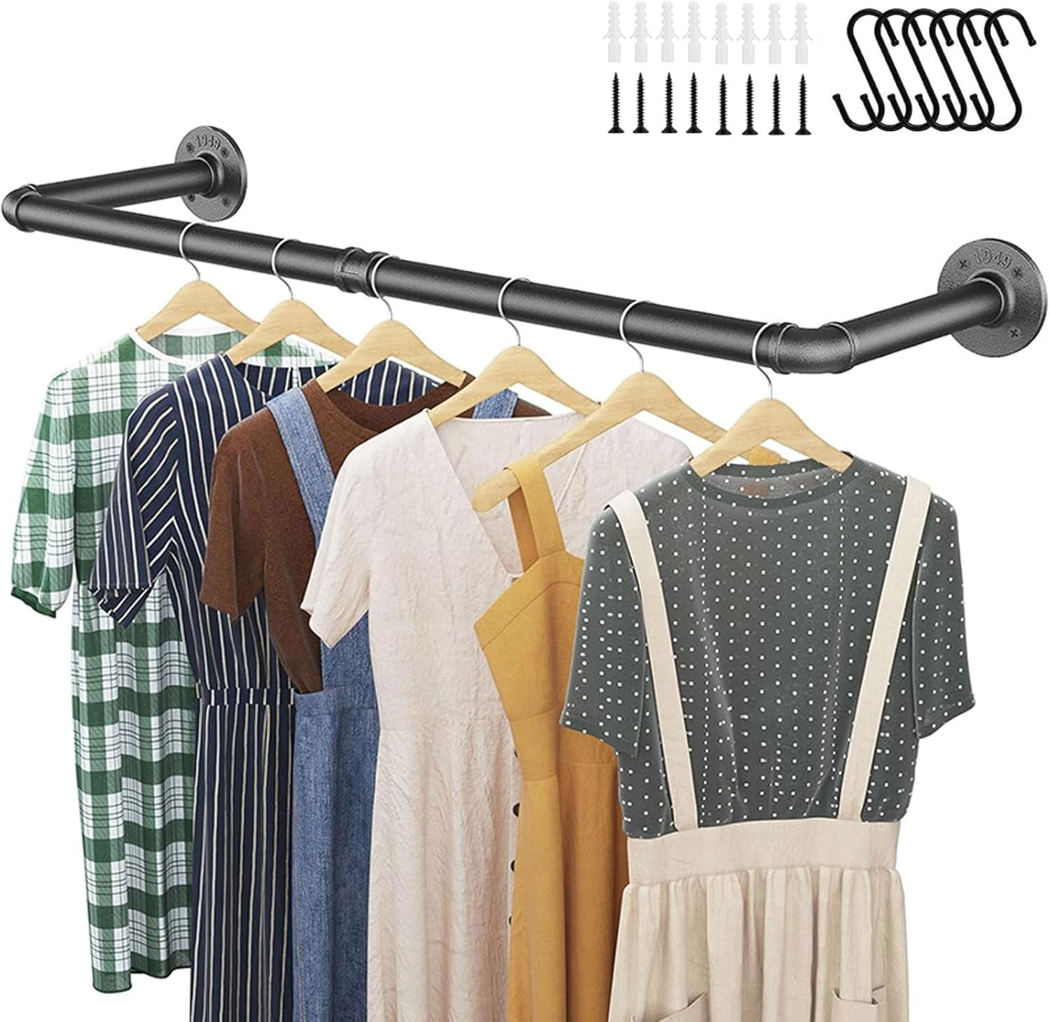 Wall Mounted Clothes Rack of 1，23.6"Industrial Pipe Clothes Rack for ...