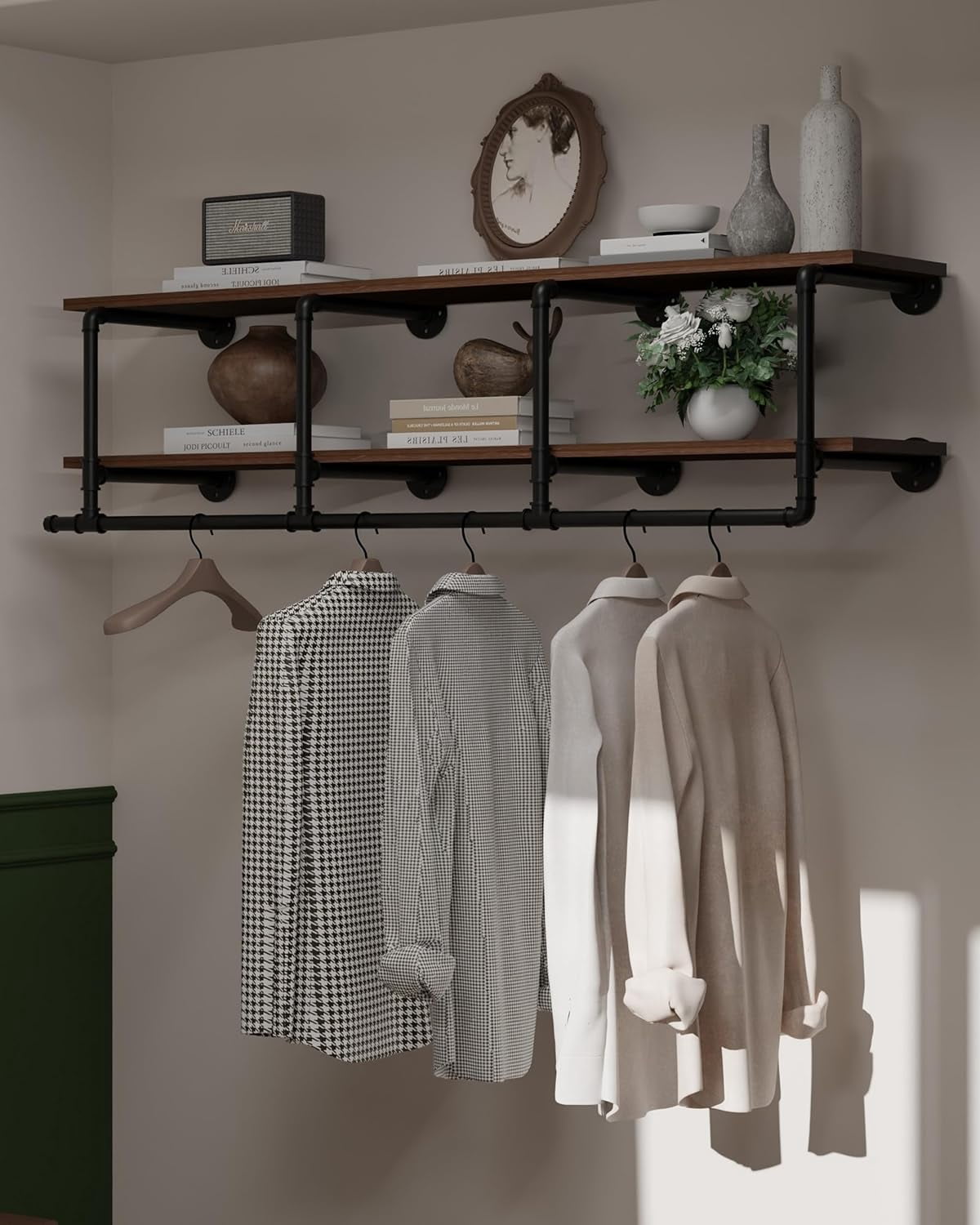 Wall Mounted Clothes Rack 12 Inch Deep 60 Inch Heavy Duty Garment Rack ...