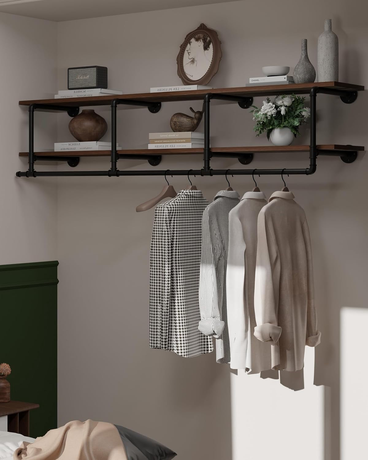 Wall Mounted Clothes Rack 12 Inch Deep 60 Inch Heavy Duty Garment Rack ...