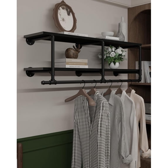 Wall Mounted Clothes Rack 12 Inch Deep 60 Inch Heavy Duty Garment Rack ...