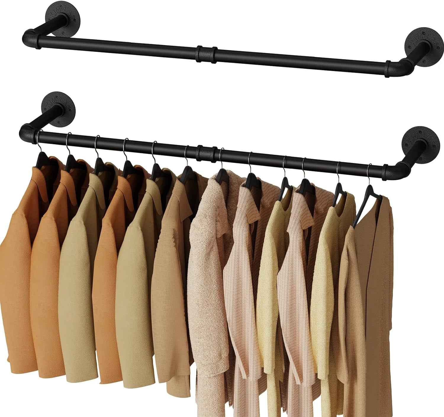 Wall Mounted Clothes Rack, 31.5in Industrial Pipe Wall Mount Clothing ...