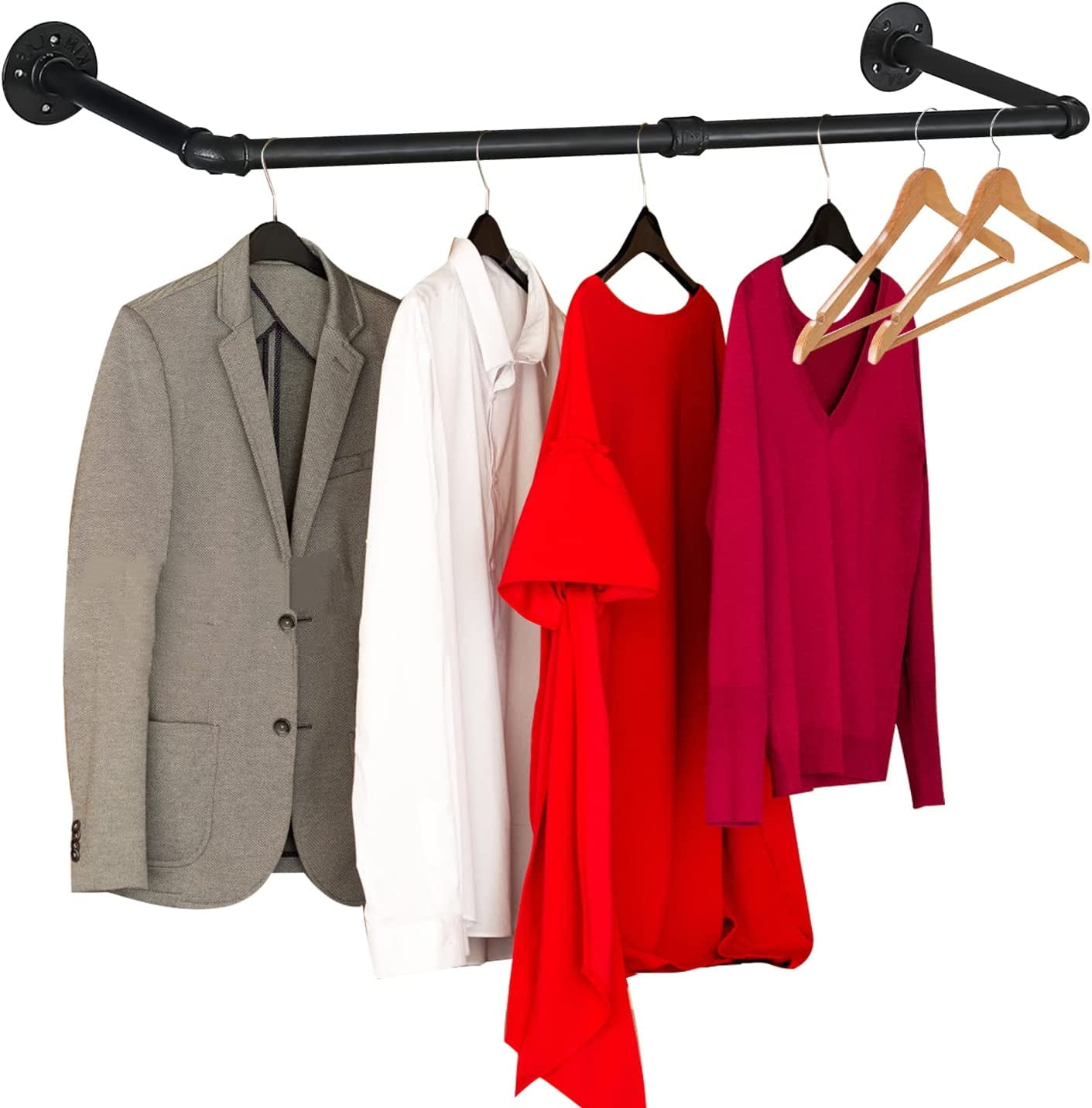 Wall Mounted Clothes Rack - 54"Industrial Pipe Clothing Garment Rack ...