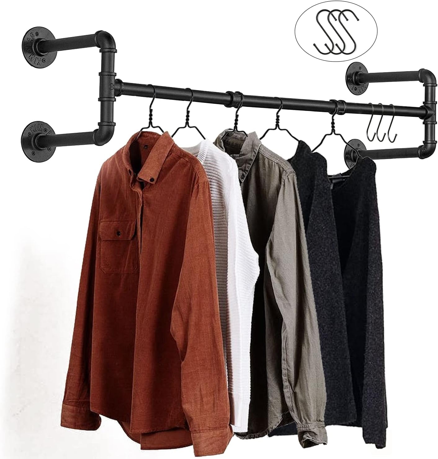 Wall Mounted Clothes Rack - 54"Industrial Pipe Clothing Garment Rack ...