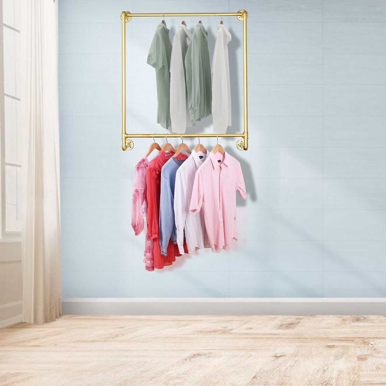 Wall Mounted Clothes Rack Detachable Wall Hanging Bar Garment Rack ...