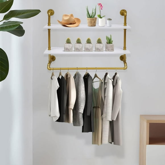 Closet Rods Shelves Gold Clothing Storage