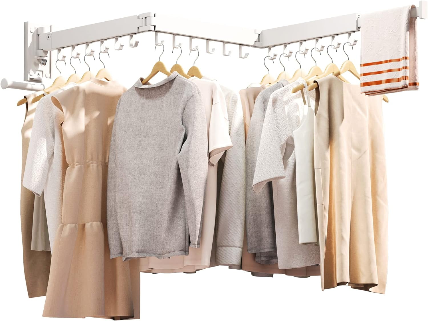 Wall Mounted Clothes Rack,Retractable,Collapsible(Tri-Fold),can Fold ...