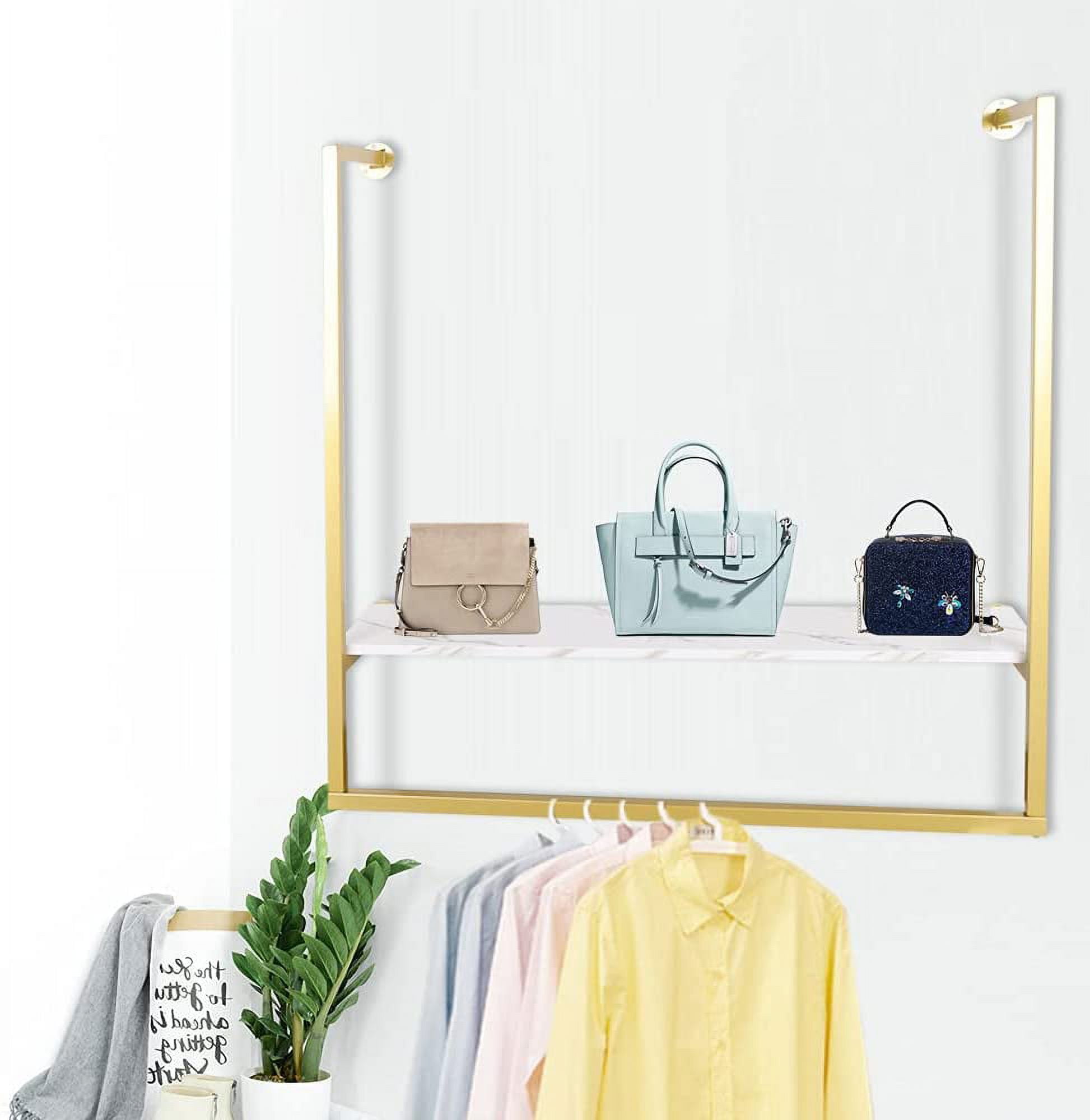 Wall-Mounted Clothes Rack,39.37‘’ Height U-type Clothes Rack Gold ...