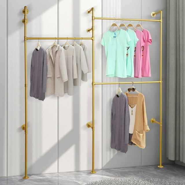 Wall Mounted Clothing Rack 3 Tier Metal Garment Rack Closet System ...