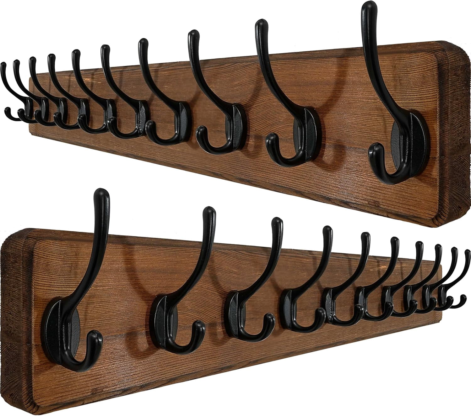 Wall Mounted Coat Rack, 10 Hooks, 38 9/16" Long Rustic Coat Hooks, 16 ...