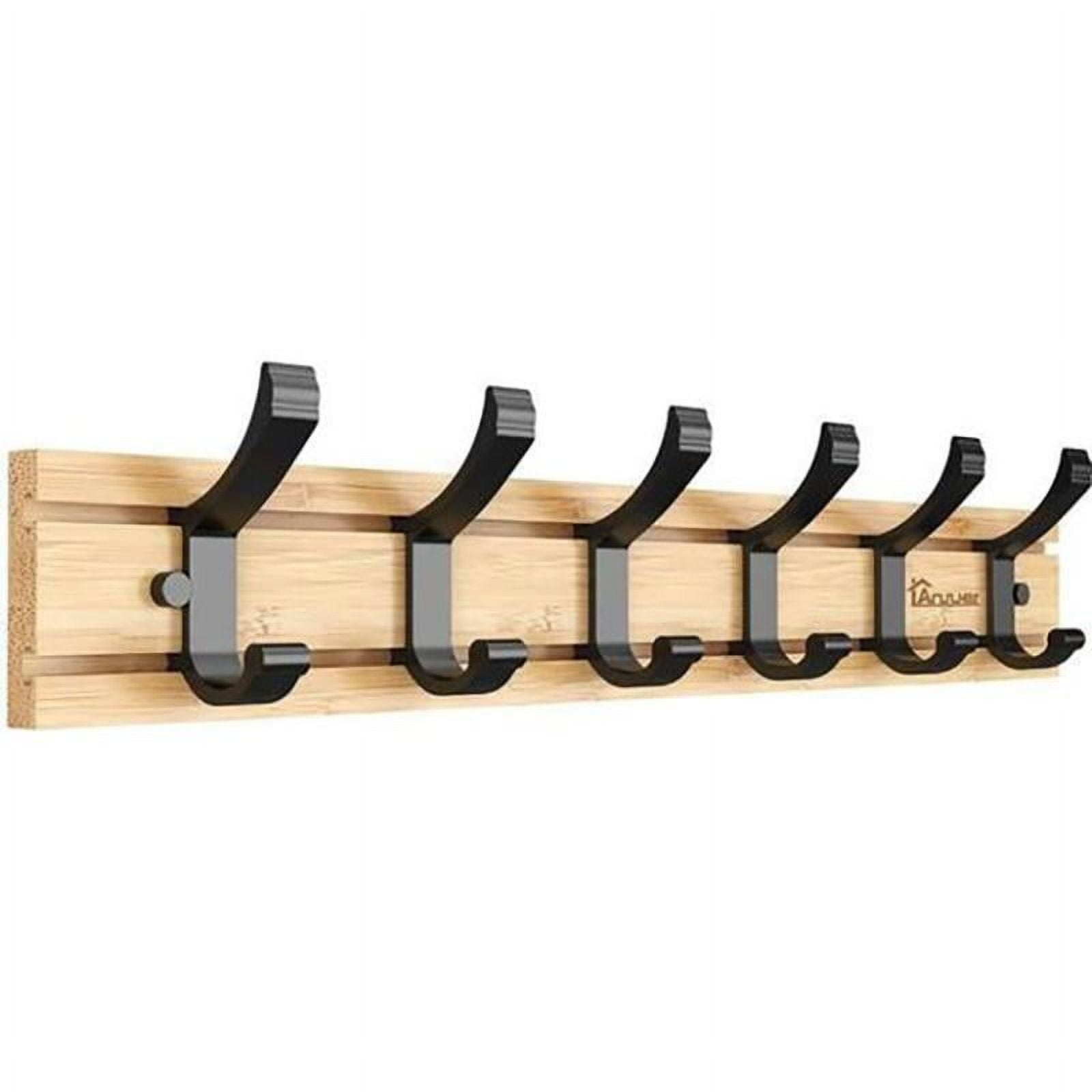 Wall Mounted Coat Rack 6 Active Hooks Bamboo Hat Rack - Walmart.com