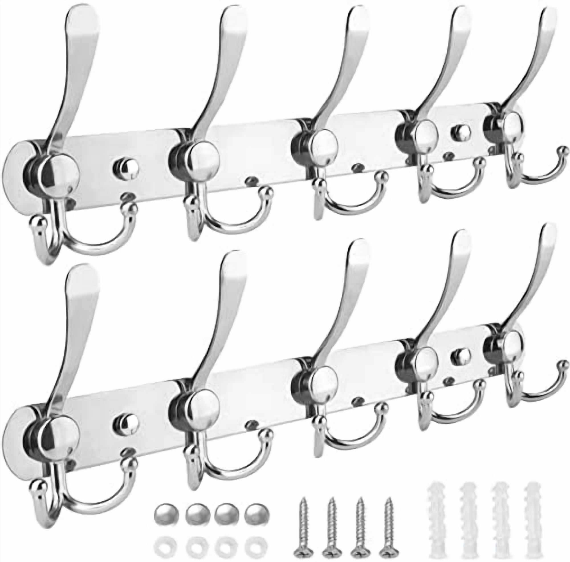 Wall Mounted Coat Rack, Five Heavy Duty Tri Hooks All Metal ...