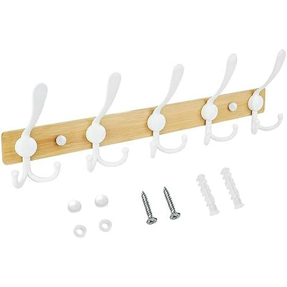 Wall Mounted Coat Rack, Five Heavy Duty Tri Hooks All Metal ...