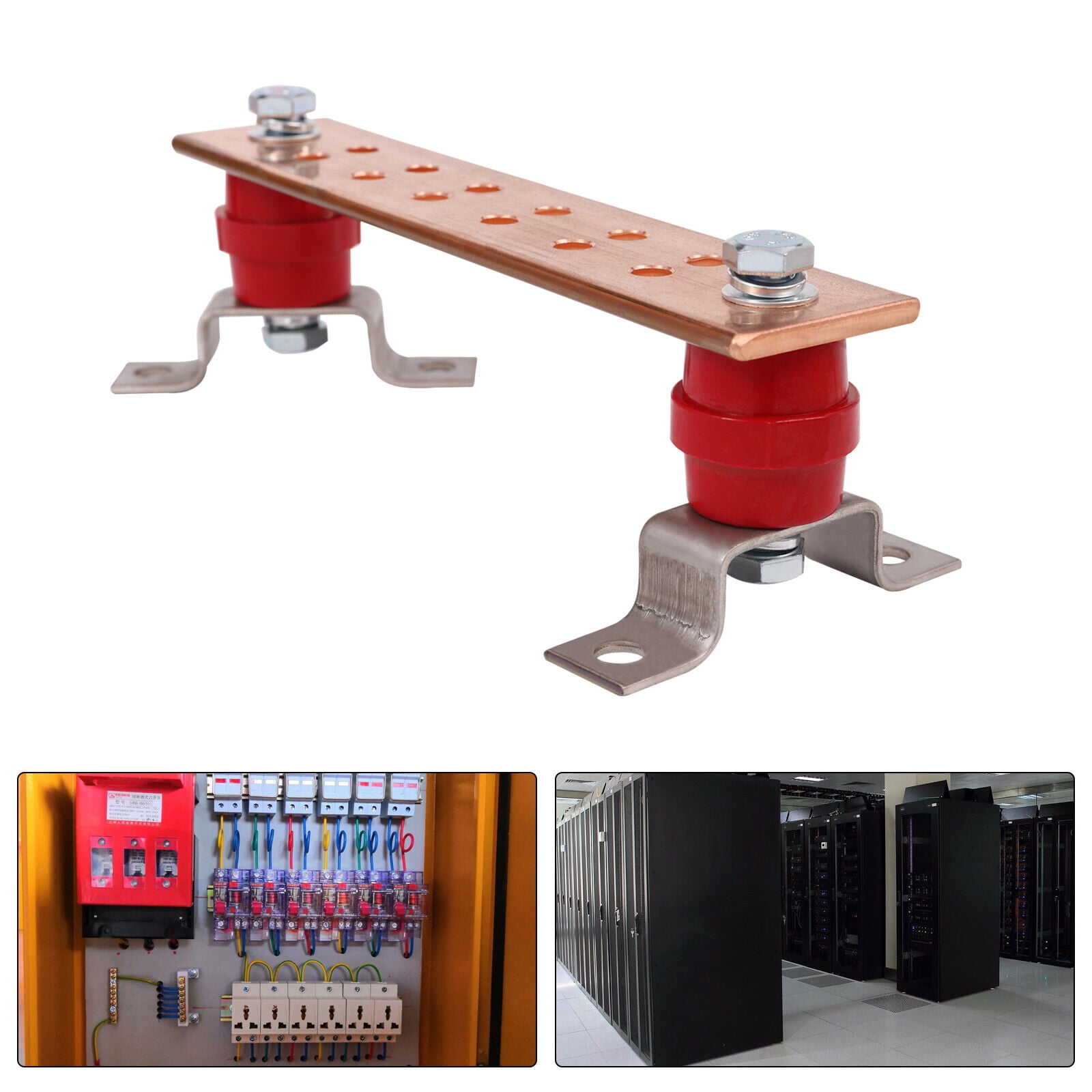 Wall Mounted Copper Ground Bar Kit with 12 Terminal Positions Punching Cutting - Walmart.com