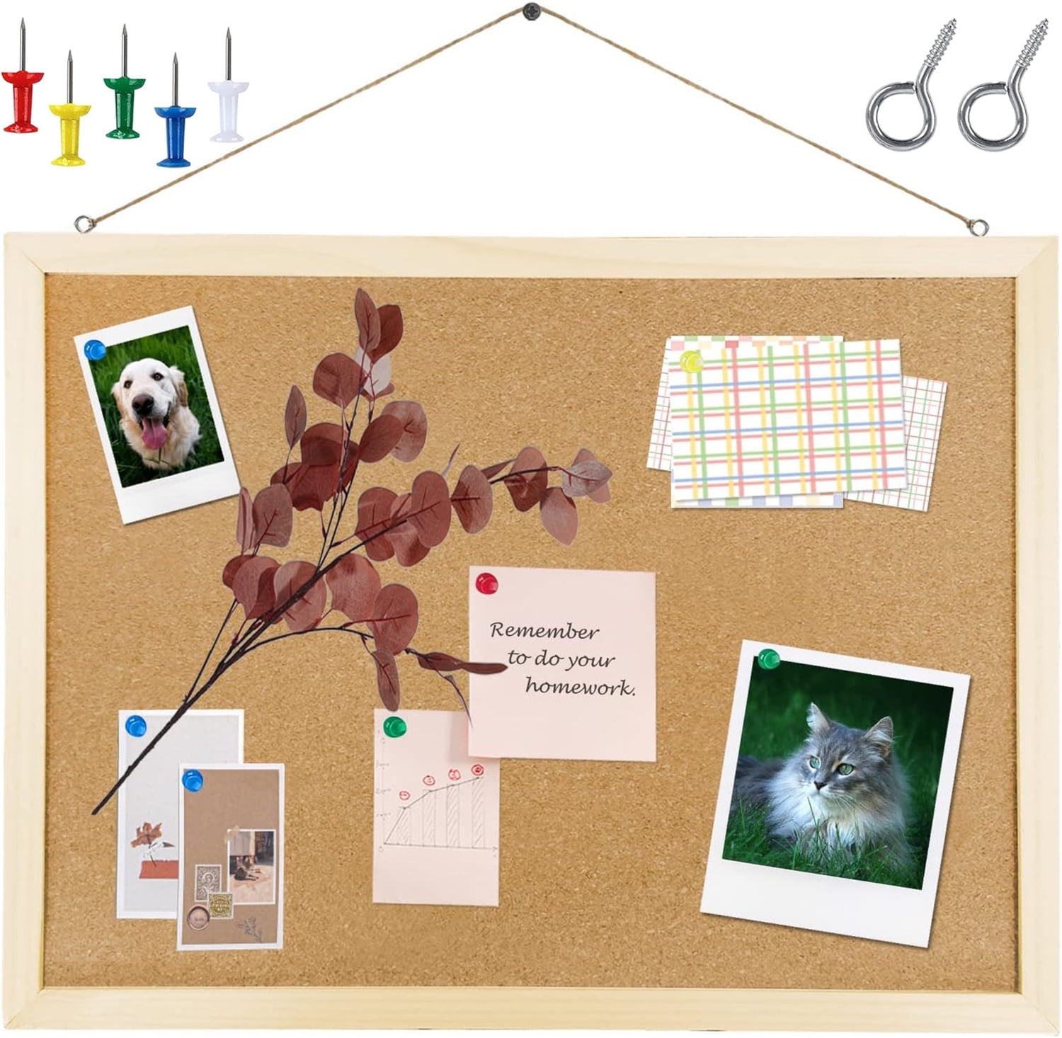 Wall Mounted Cork Board Bulletin Board,Bexikou 15.7"X 12" Cork Board ...