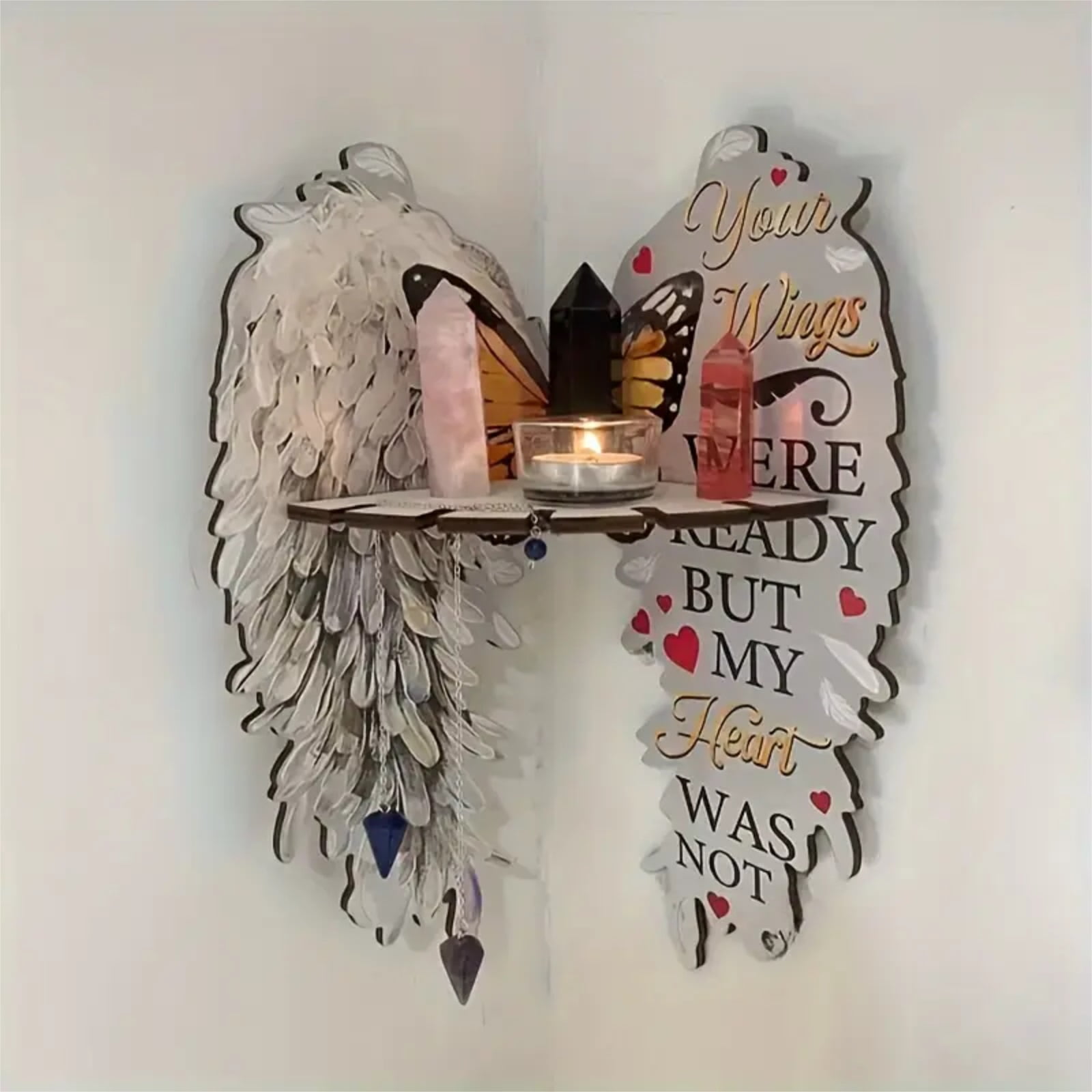 Wall Mounted Corner Shelf Angel Wings Wooden Floating Corner Shelves ...