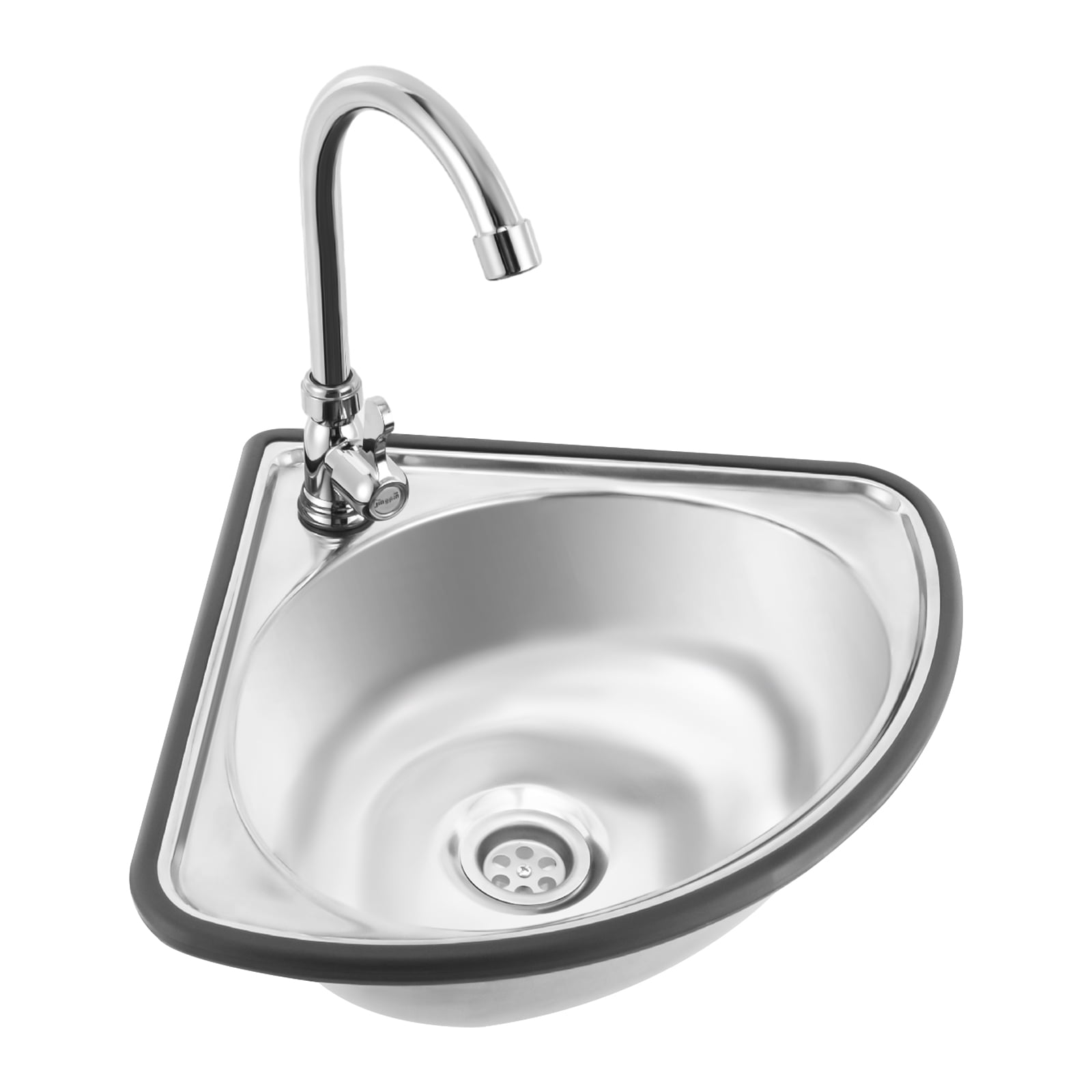 Wall Mounted Corner Sink Wash Basin W Faucet Stainless Steel Kitchen ...