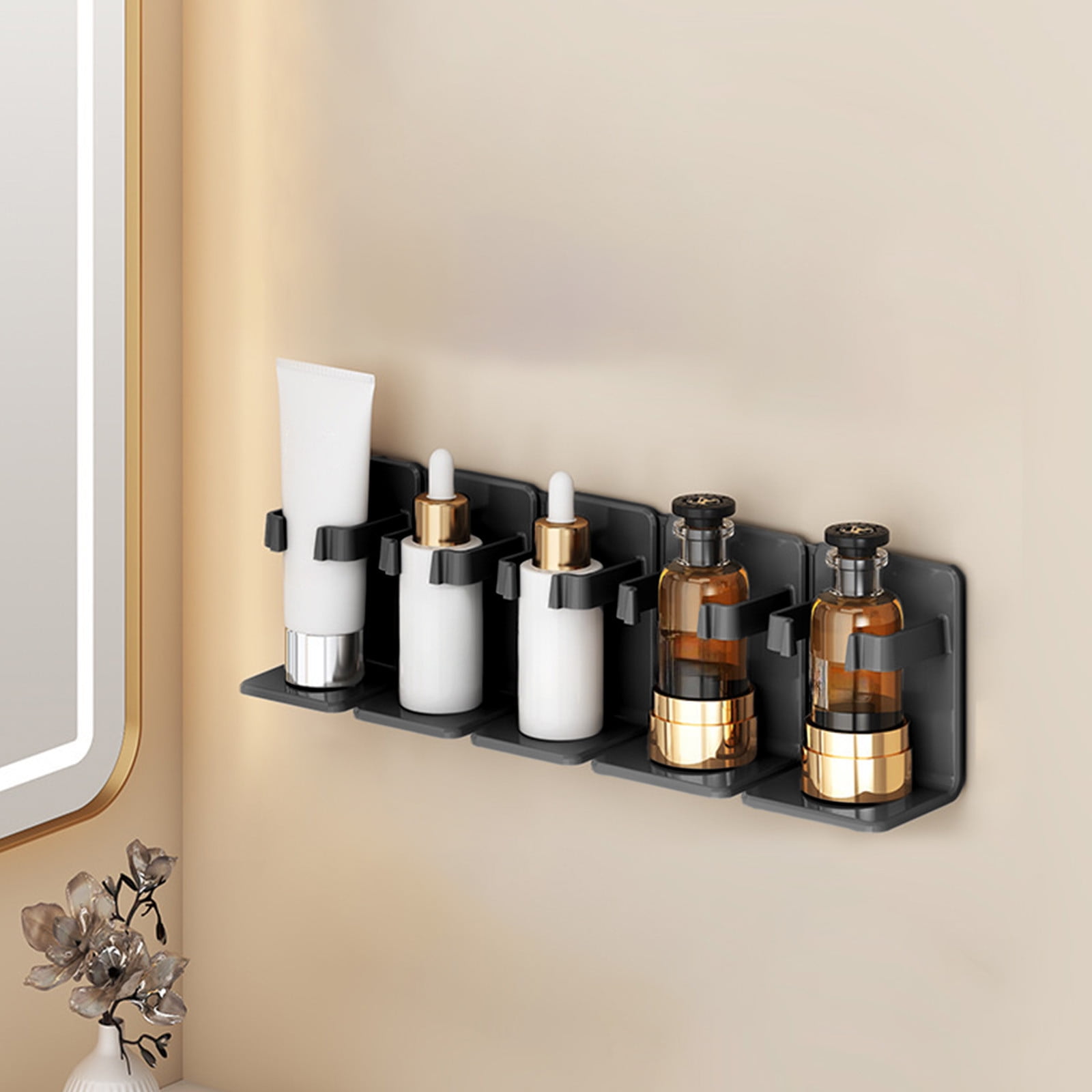 Wall Mounted Cosmetic Organizer | Bathroom Vanity Shelf | White/Gray ...