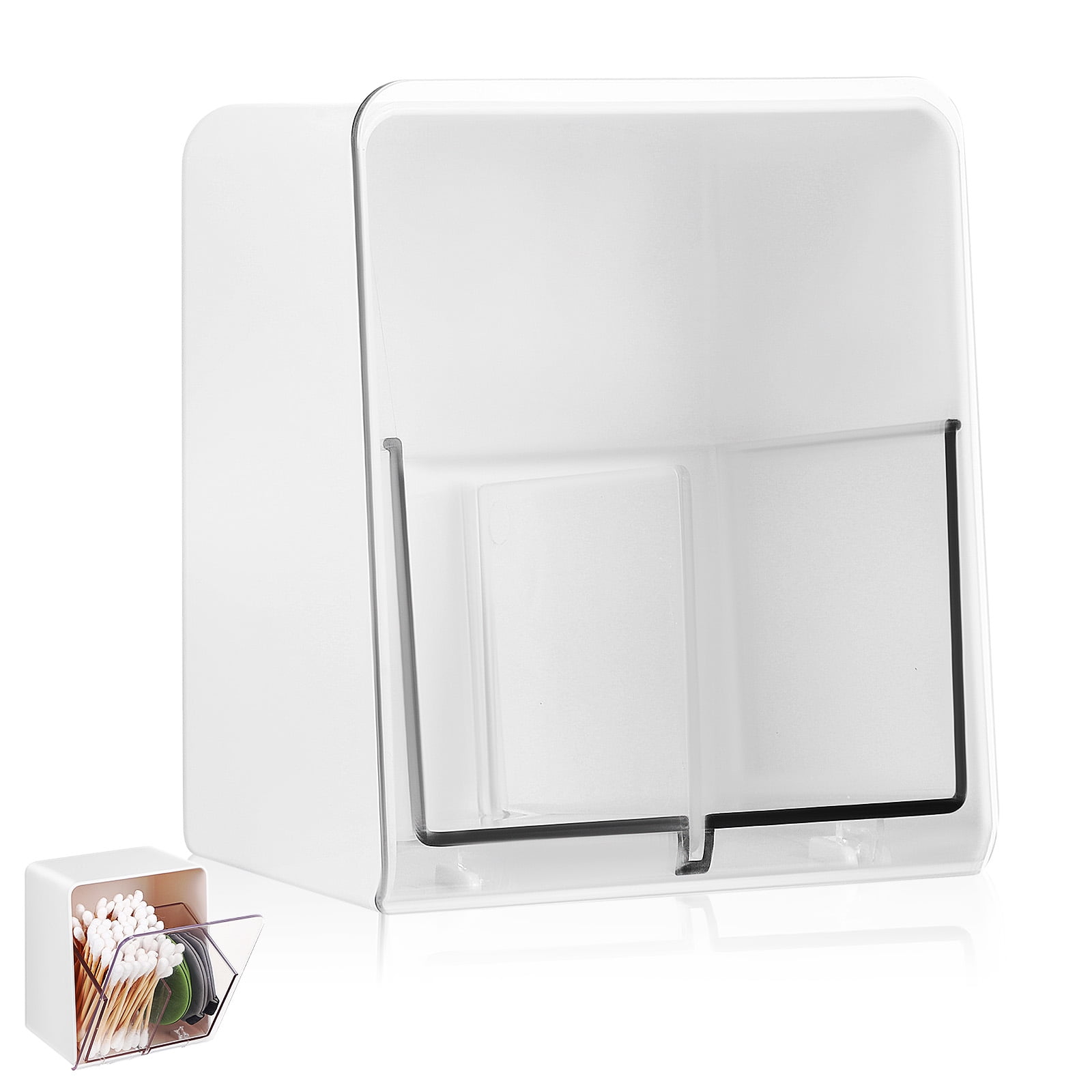 Wall-Mounted Cotton Swab Holder with 2 Compartments for Storage ...