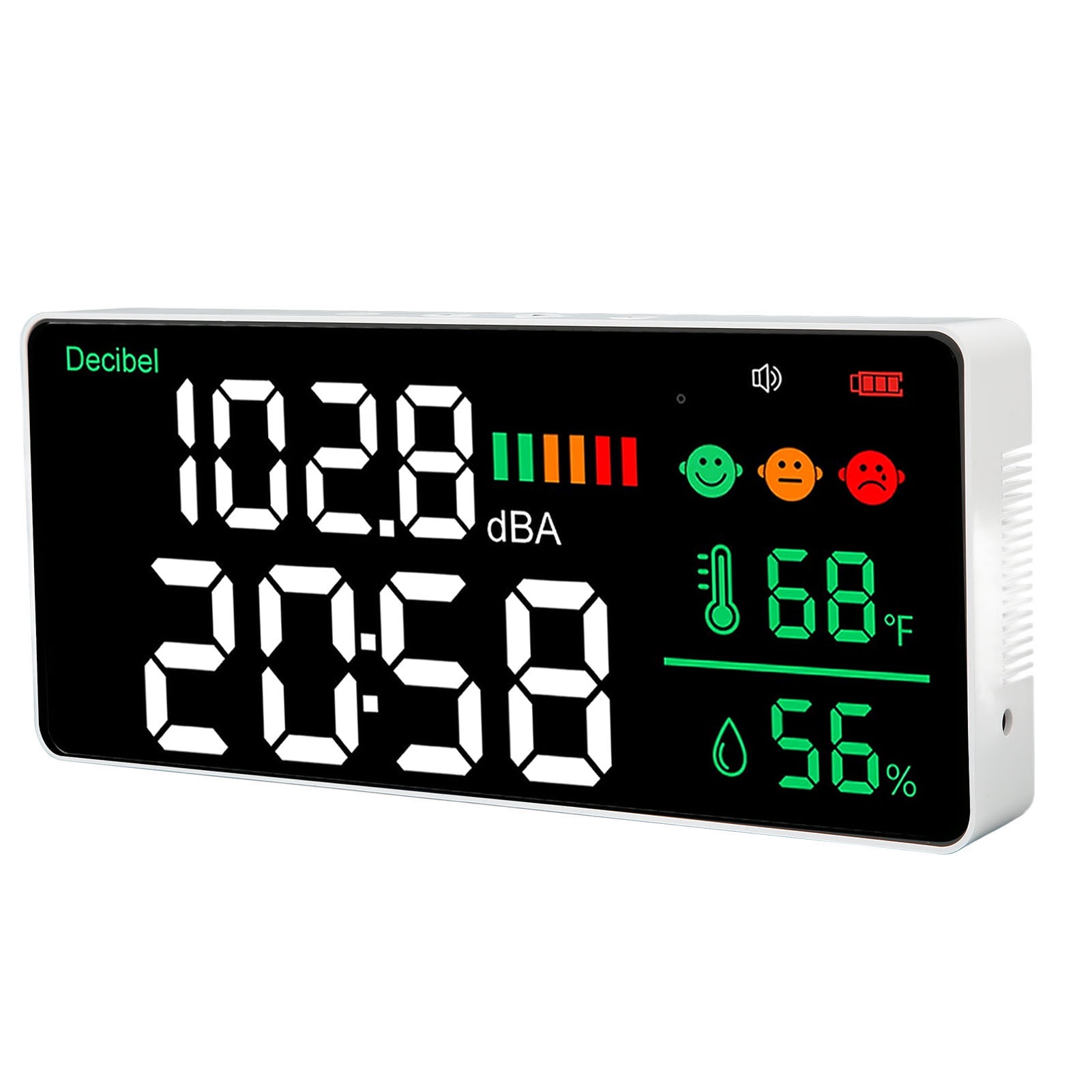 Wall Mounted Decibel Meter 30-130dB LED Sound Level Reader 11-Inch with ...