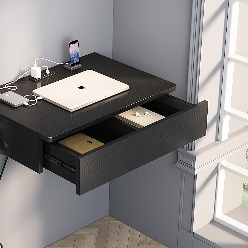 Wall Mounted Desk,Floating Desk Wall Mount Laptop Desk, Space Saving ...