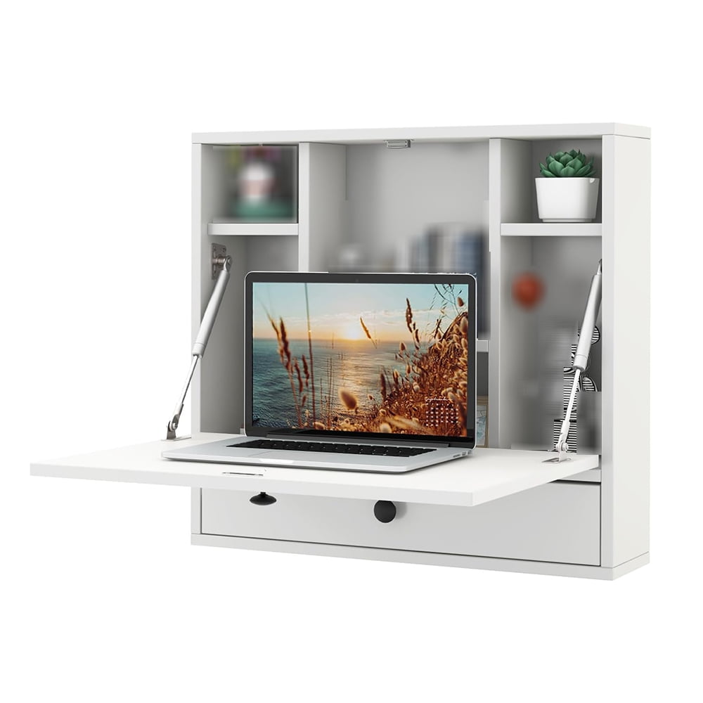 Wall Mounted Desk, Multi-Function Floating Desk Wall Mount Laptop Desk ...