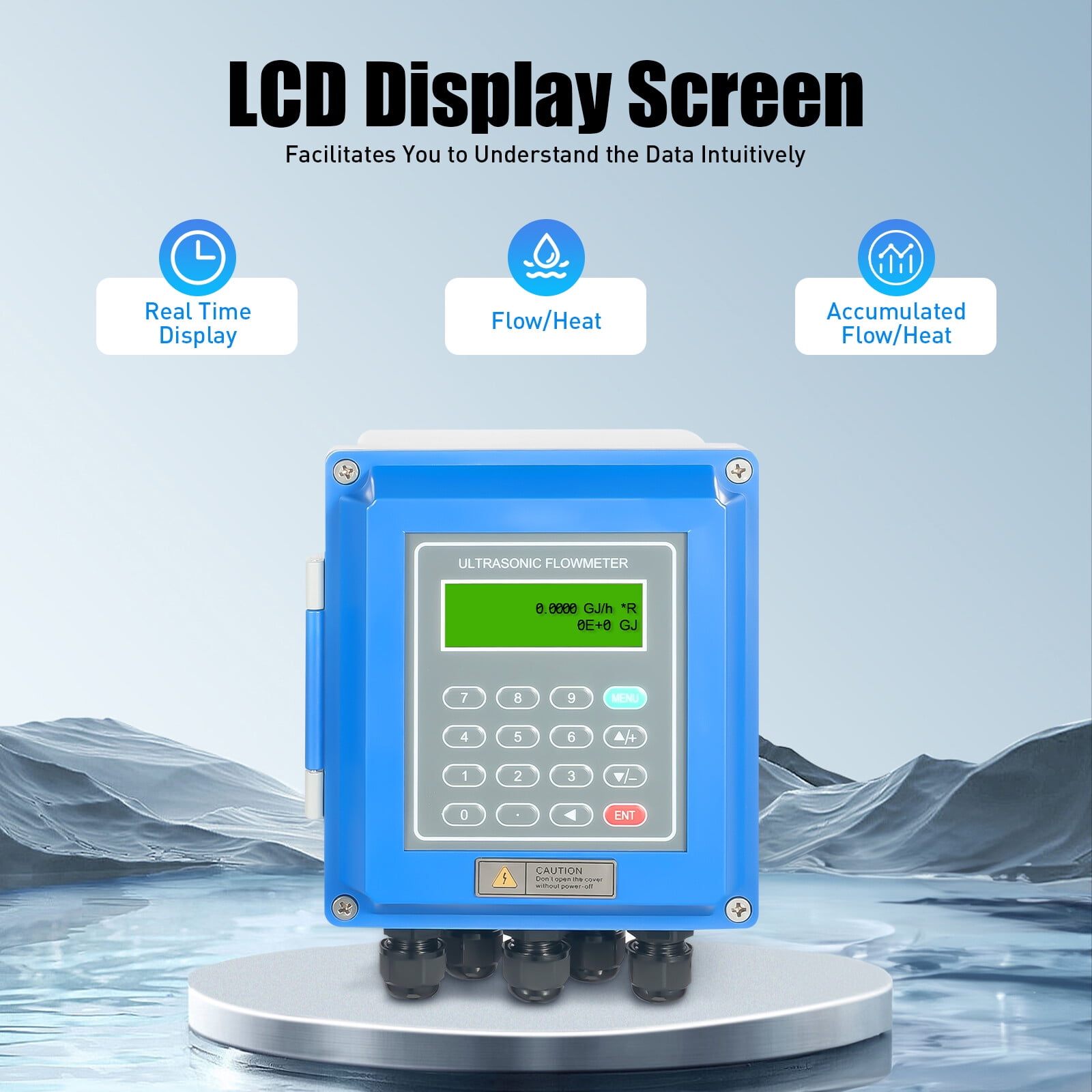 Wall-Mounted Digital Ultrasonic Flowmeter Water Flow Meter & TM-1 TS-2 ...