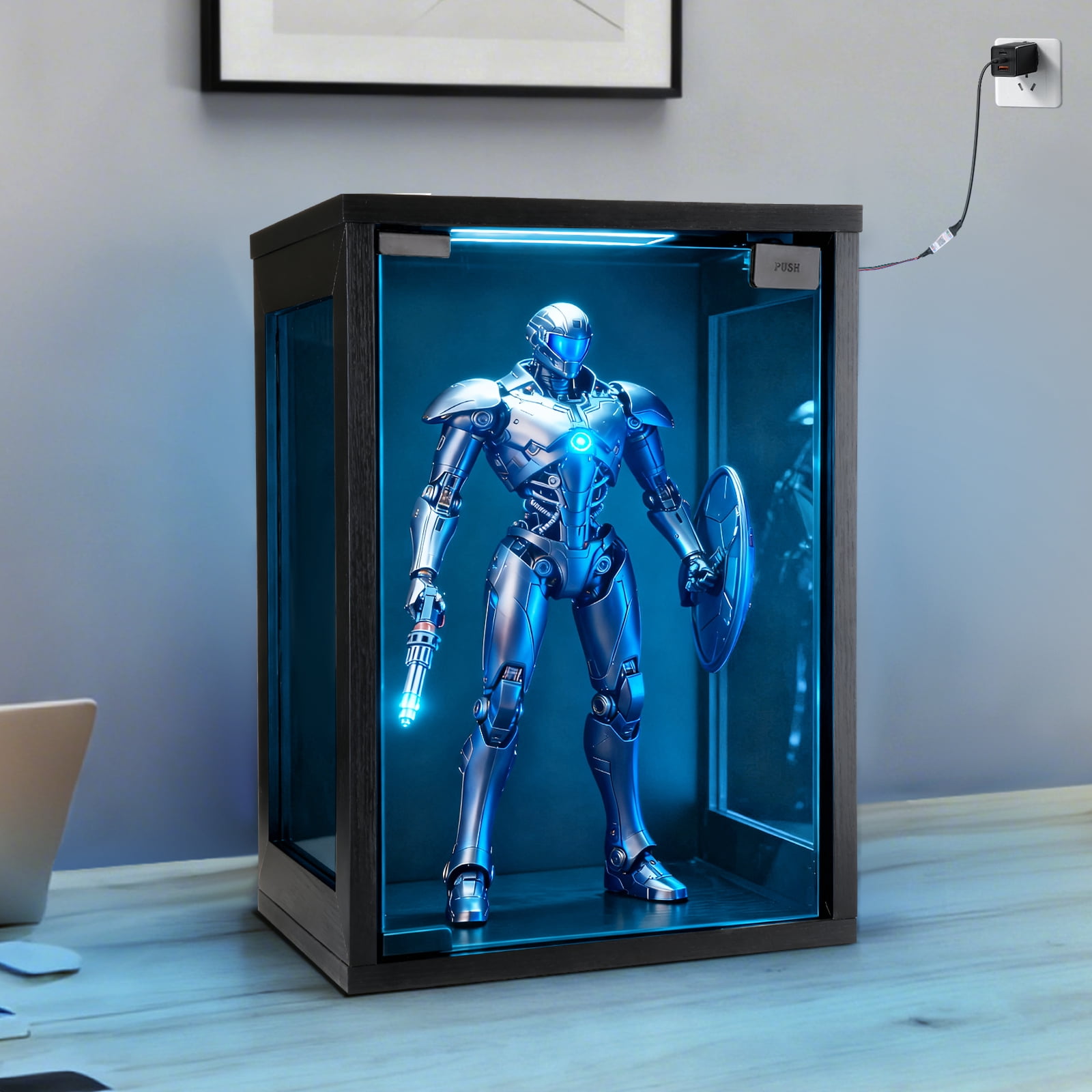 Wall Mounted Display Case Shadow Box with RGB Lights LED,Display ...