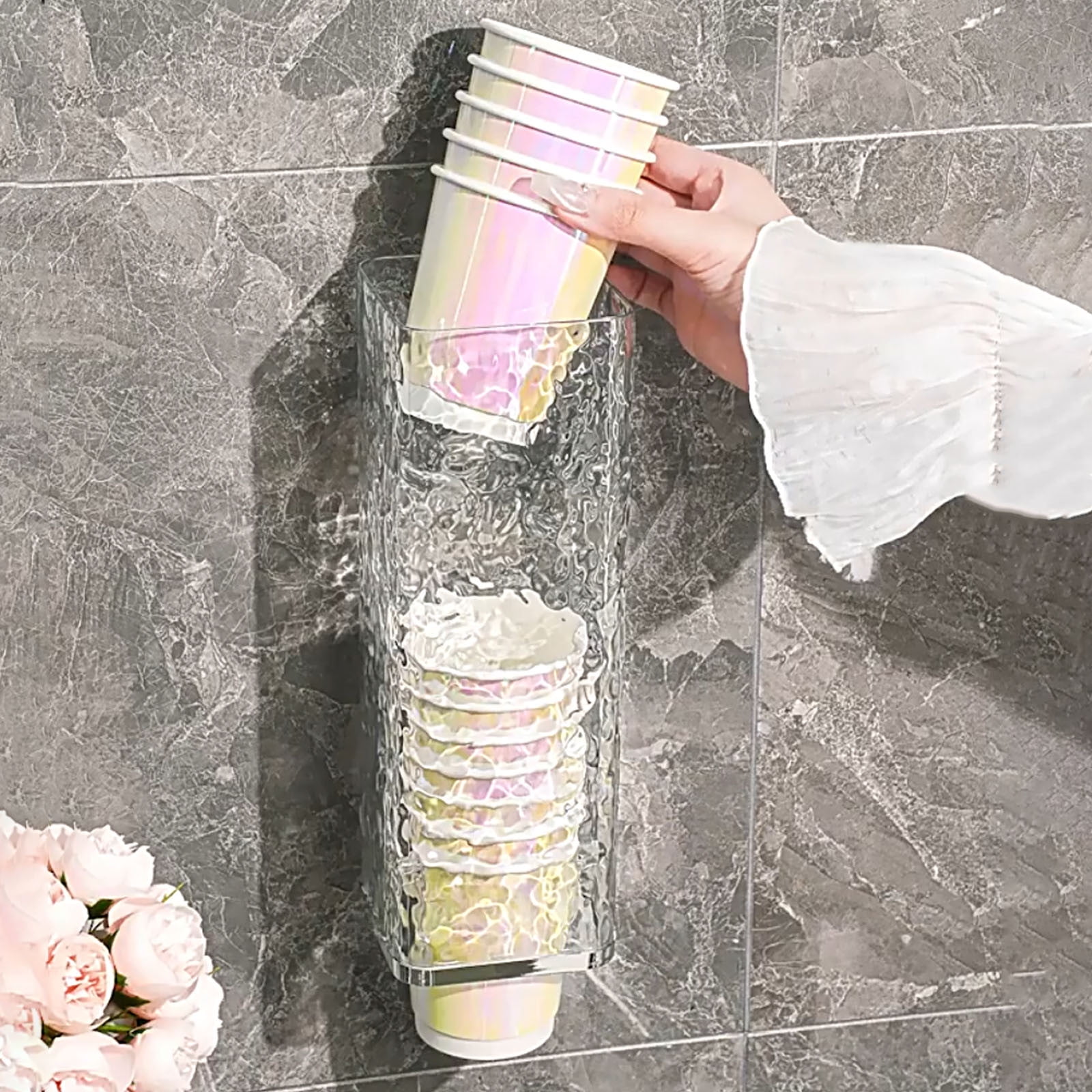 Wall-Mounted Disposable Paper Cup Holder Dispenser Rack for Home or ...