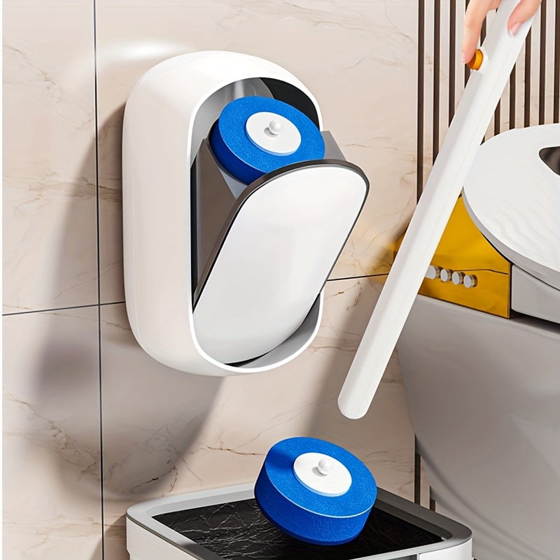 Wall-Mounted Disposable Toilet Bowl Cleaner Wand Set, 1 Wand+1 Storage ...
