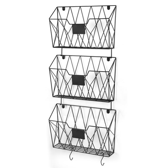 Wall-Mounted Document Organizer Office Metal Mail Rack Wall-mounted 3 ...