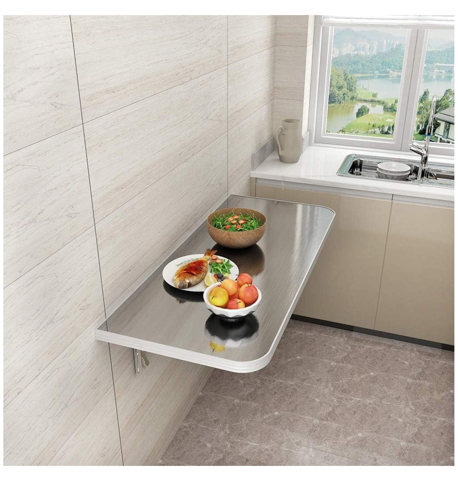 Wall-Mounted Drop-Leaf Folding Table, Kitchen and Dining Table ...