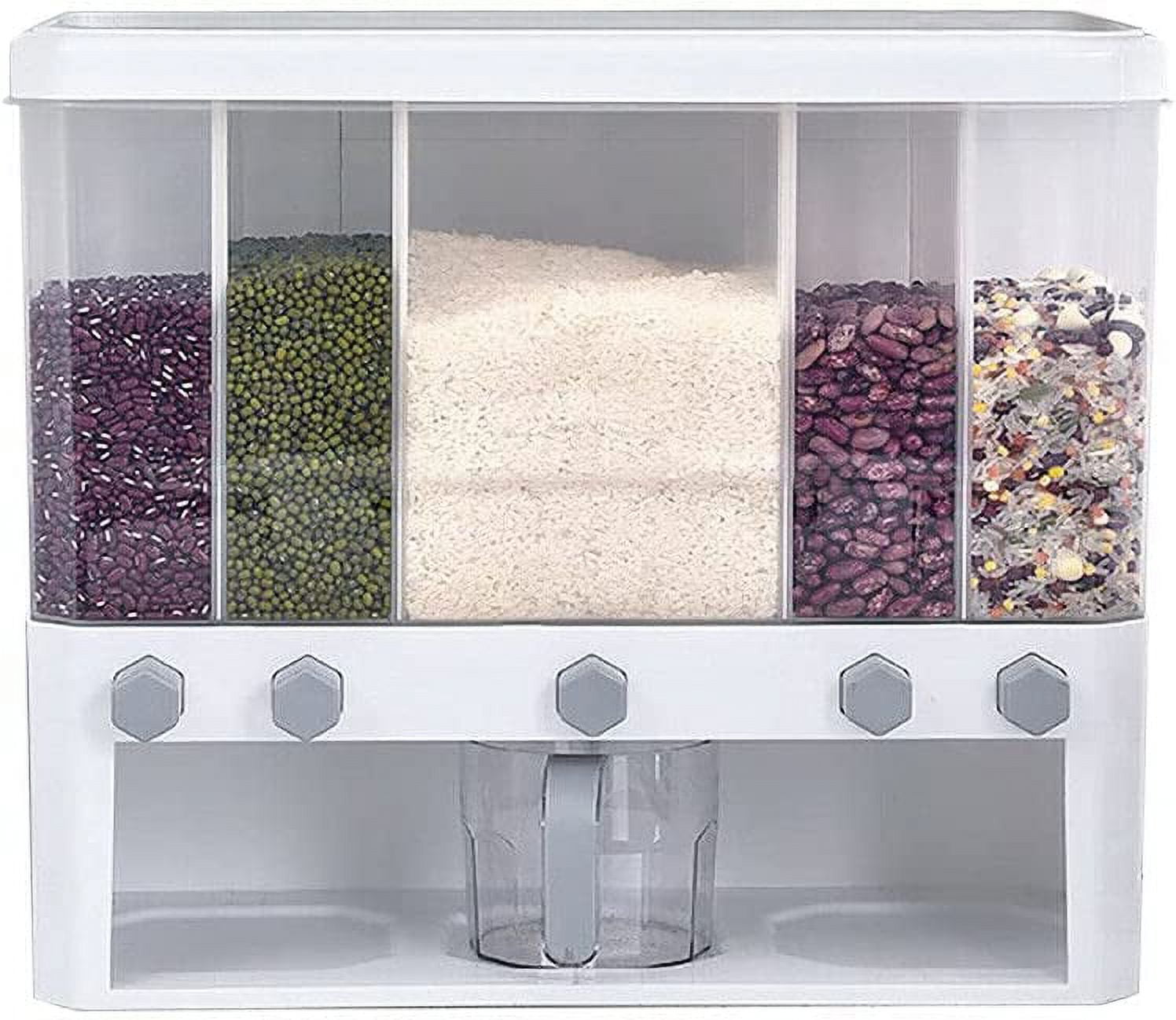 Wall Mounted Dry Food Dispenser,Grains Rice Bucket Rice Storage Tank,5 ...