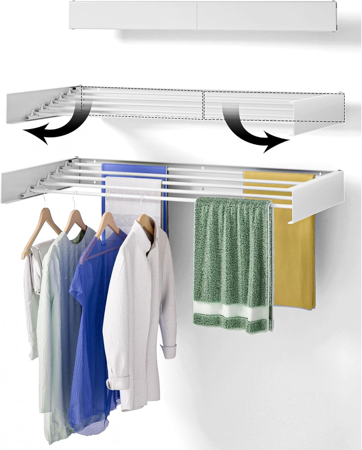 Wall Mounted Drying Rack 40",Laundry Drying Rack Collapsible ...