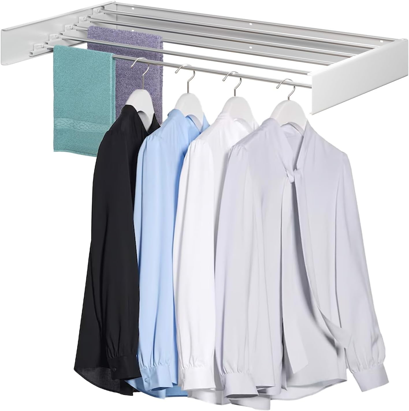 Wall Mounted Drying Rack, 40 "Wide, 16.5 Linear Ft, 5 Aluminum Rods, 60 ...