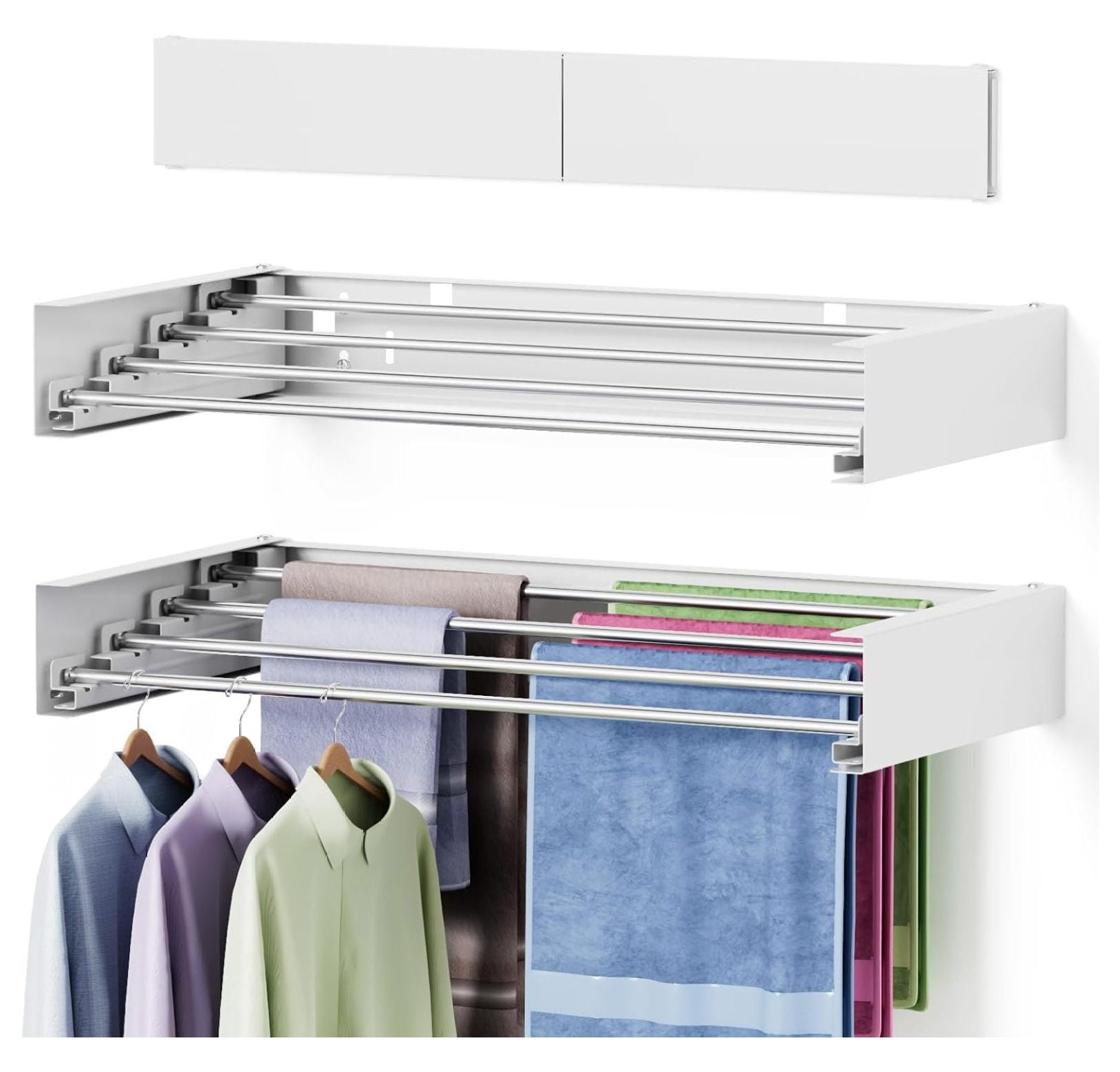 Wall Mounted Drying Rack, Collapsible Laundry Clothes Drying Racks ...