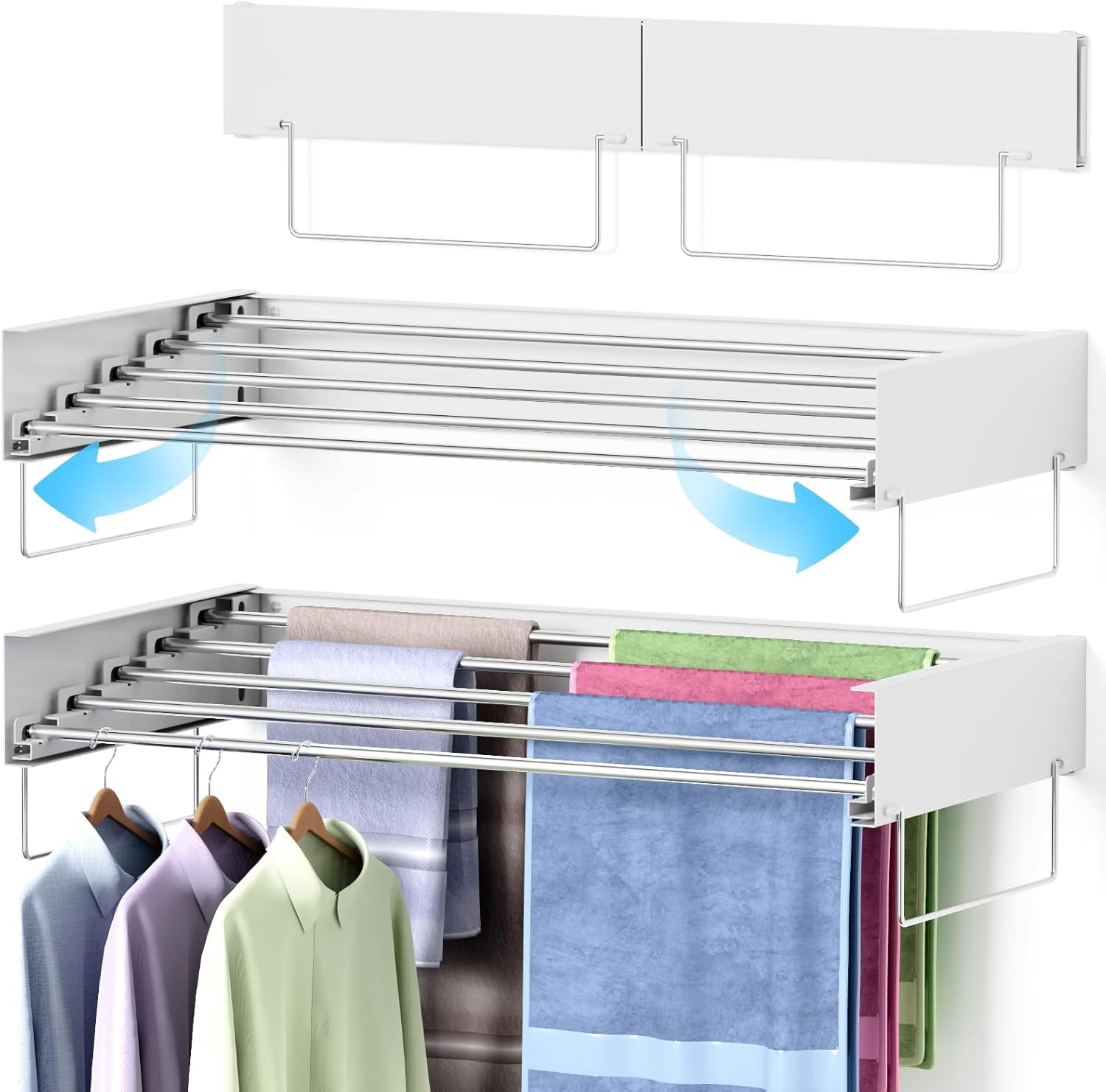 Wall Mounted Drying Rack, Laundry Clothes Drying Rack Foldable ...
