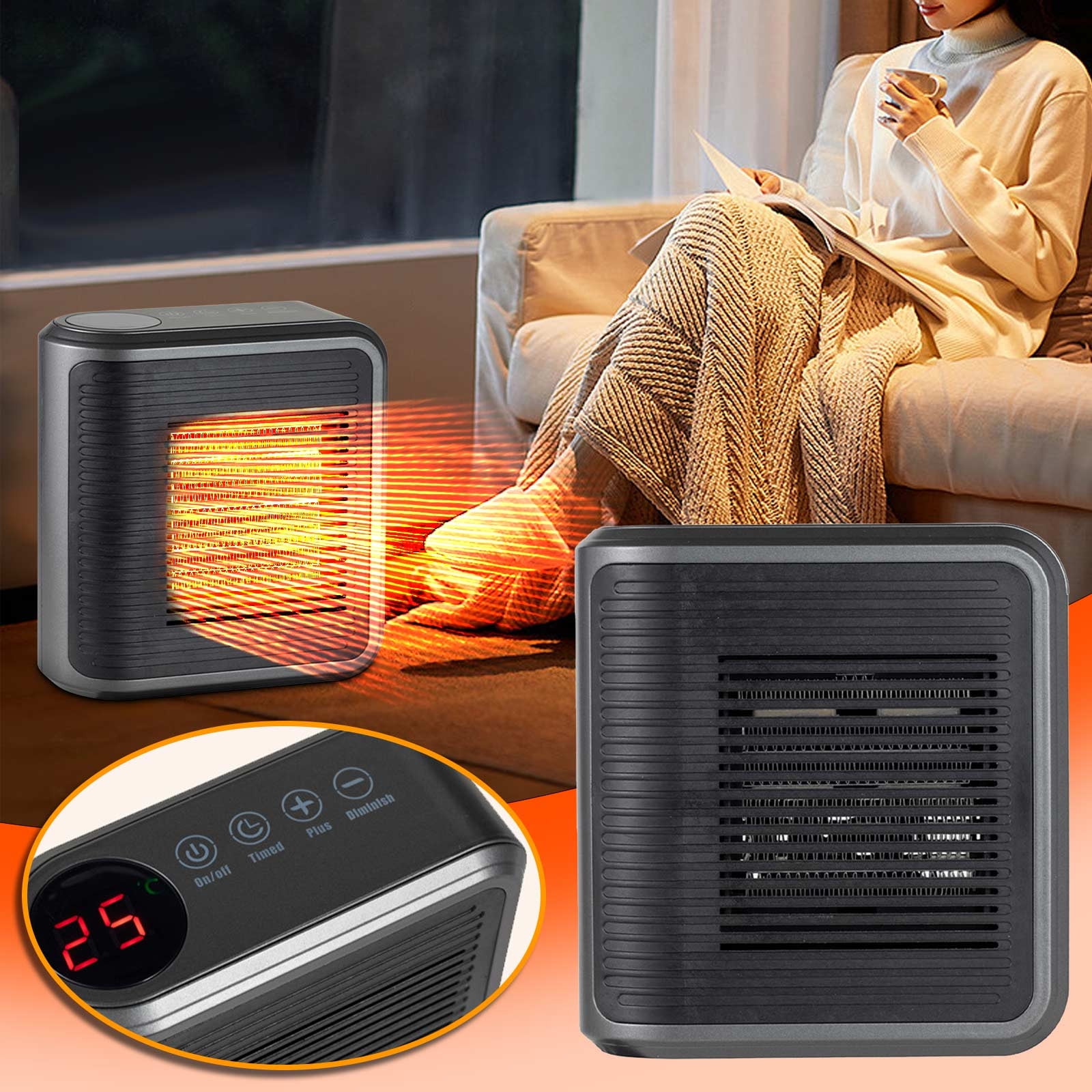 Wall Mounted Electric Heater, Portable Space Heater, 1500W Heating ...
