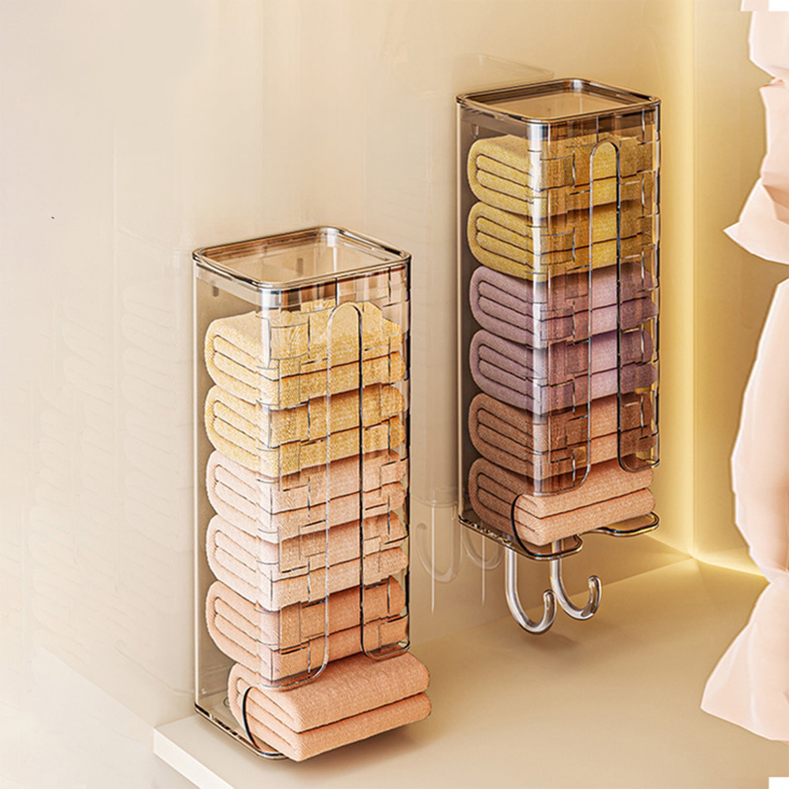 Wall-Mounted Extractable Towel and Sock Organizer - Clear/Gray Plastic ...